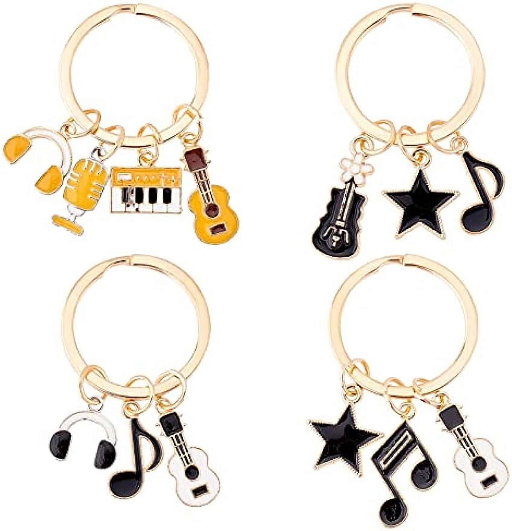 4 Styles Music Note Keychains Alloy Enamel Keychains Music Symbol Key ...