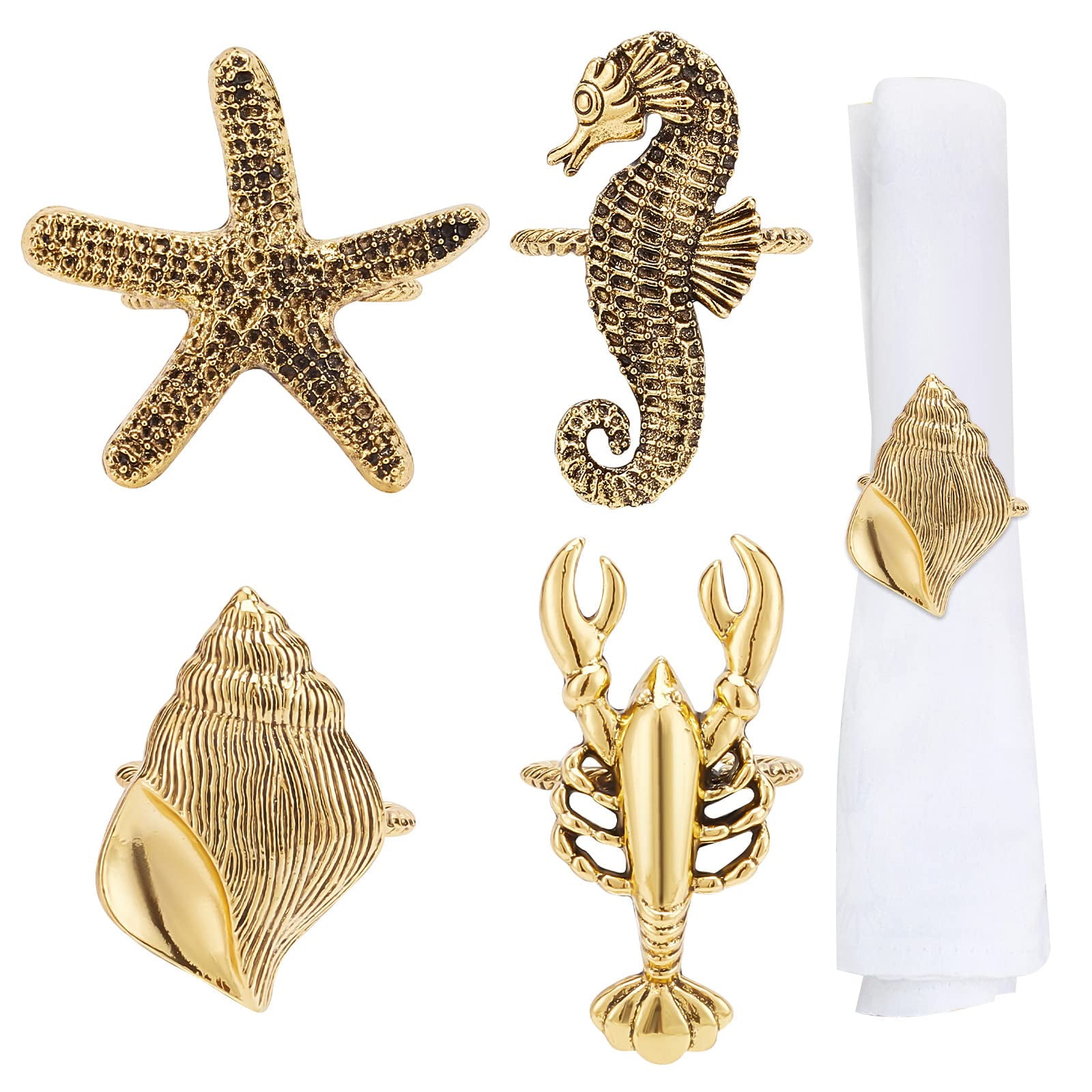 4 Styles Nautical Napkin Rings Sea Animals Theme Alloy Napkin Rings ...