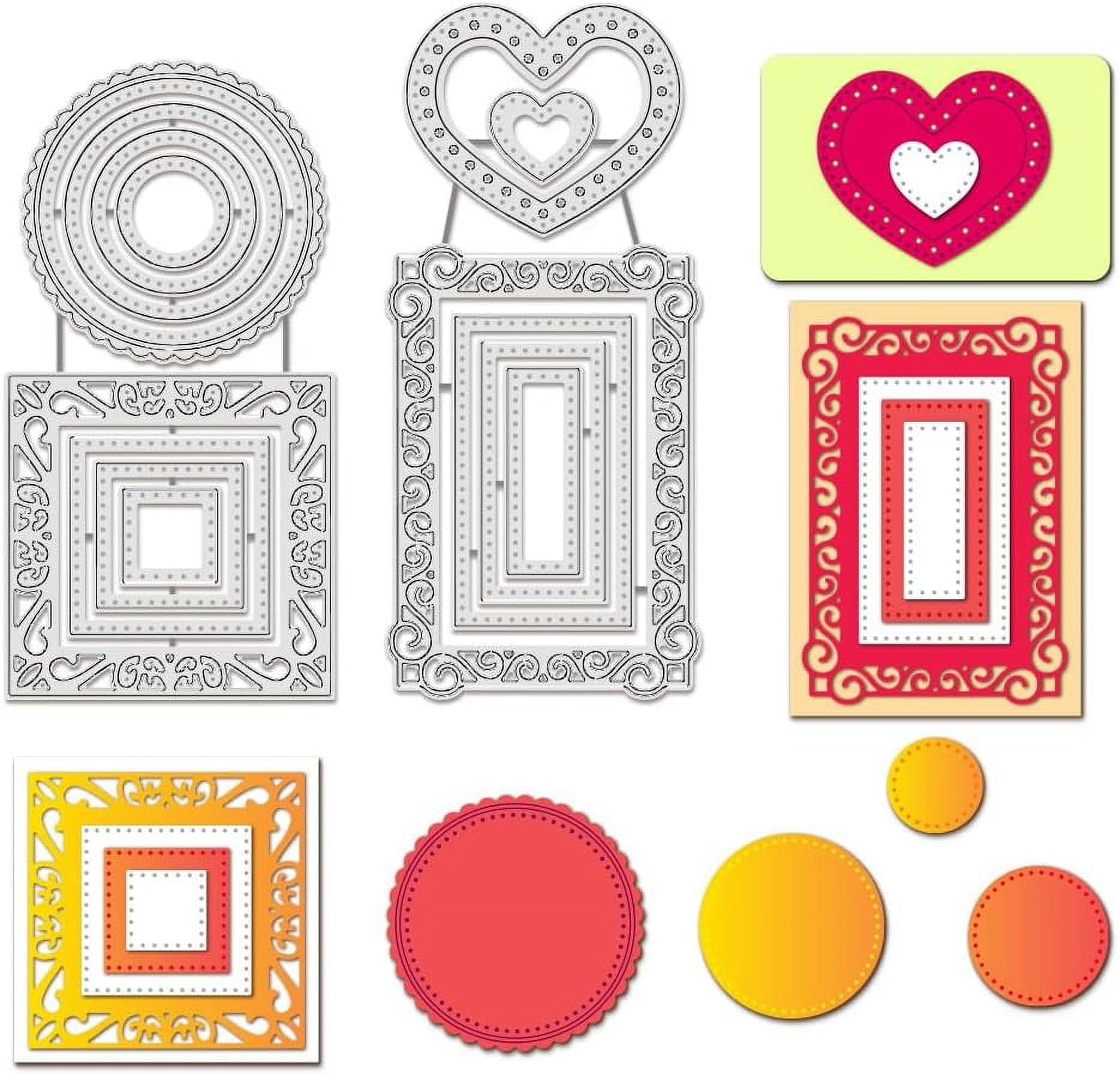 4 Styles Nesting Cutting Dies 14pcs Heart Background Round Frame ...