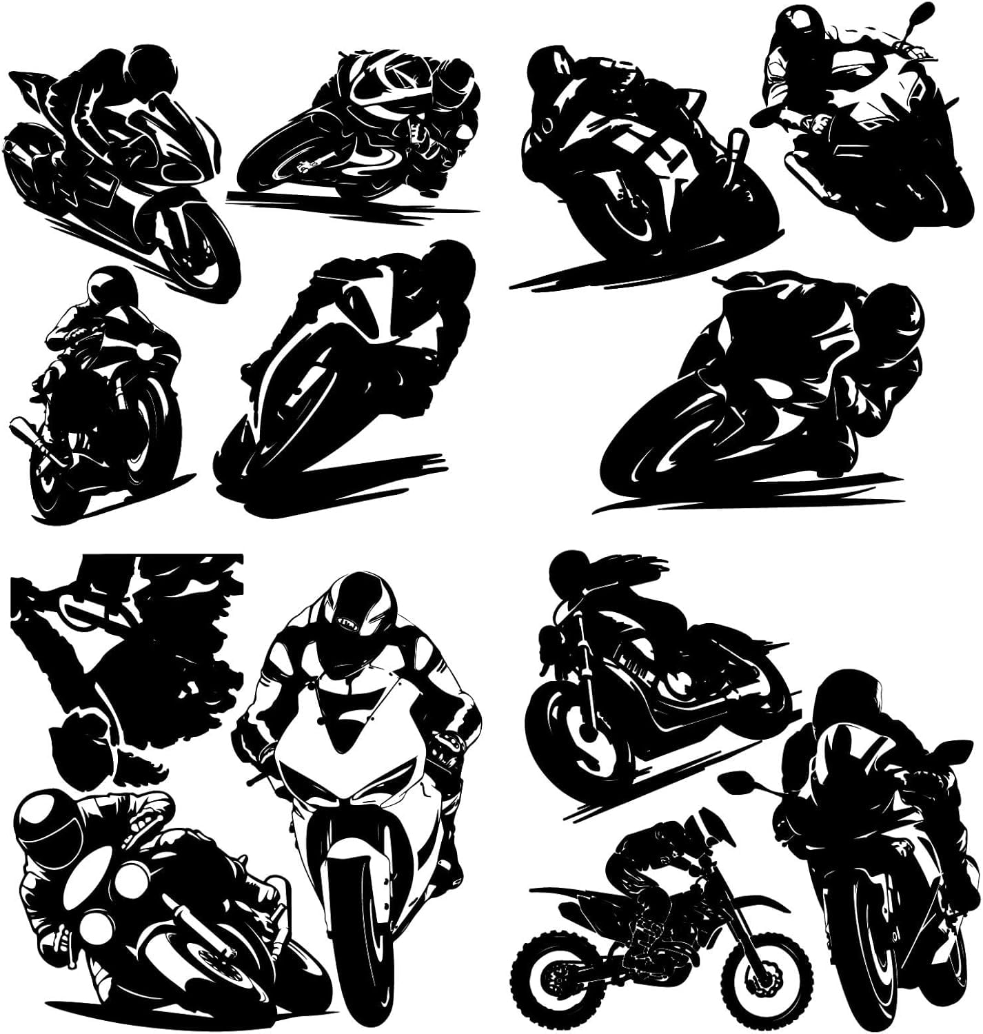 4 Styles PET Car Sticker Black Motorcycle Reflective Decal Waterproof ...