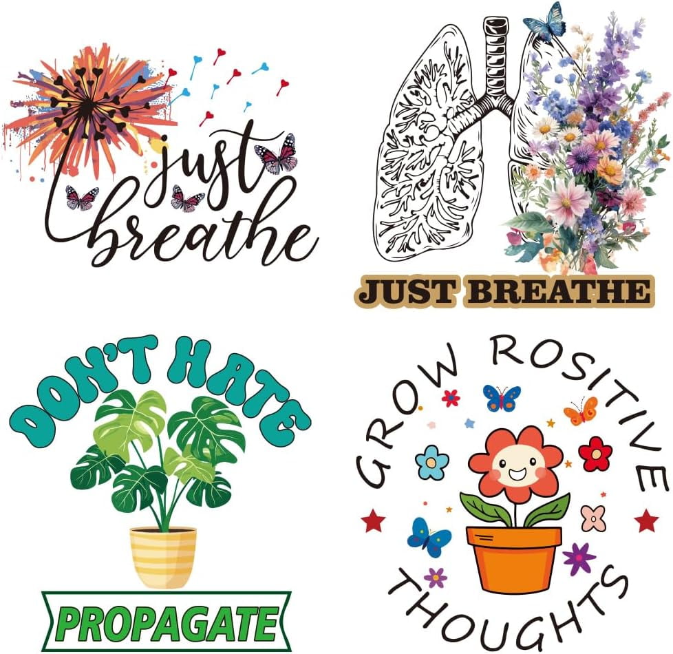 4 Styles Positive Optimism Theme Iron on Decals Patches Sprayed ...