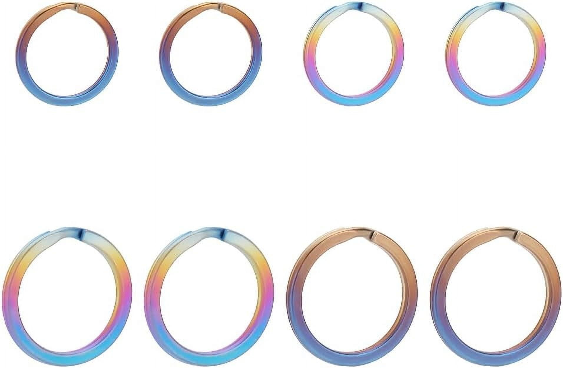 4 Styles Rainbow Colours Titanium Alloy Split Key Rings 15.5-20mm ...