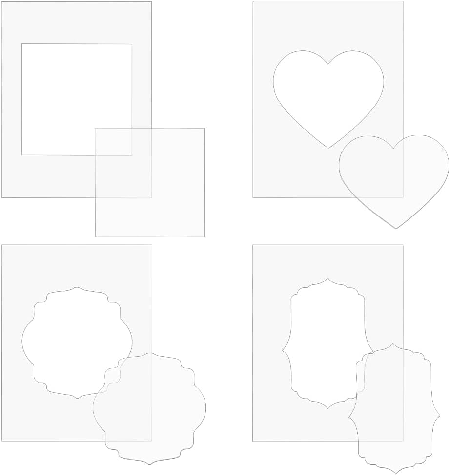 4 Styles Rectangle Frame Acrylic Embossing Folders 5.9x4.5inch Clear ...