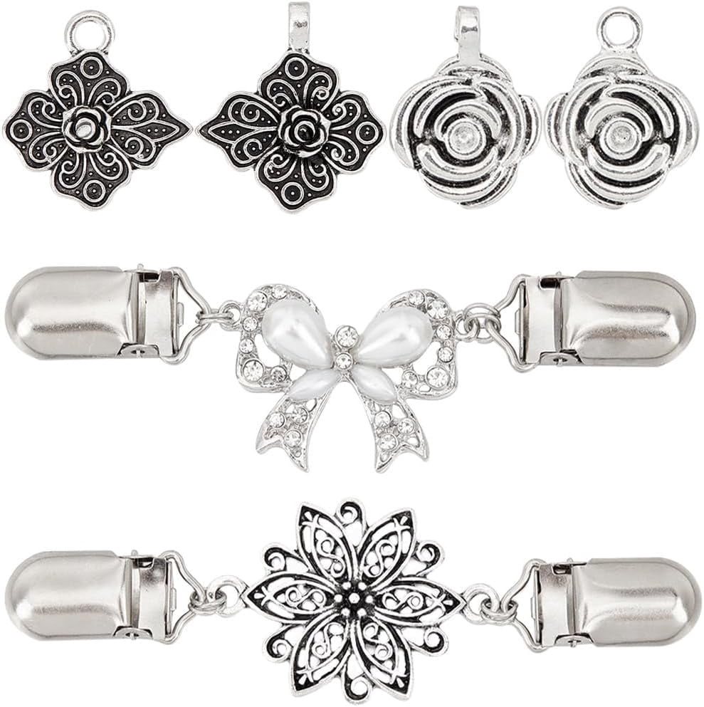 4 Styles Retro Cardigan Collar Clips Vintage Sweater Shawl Clips ...