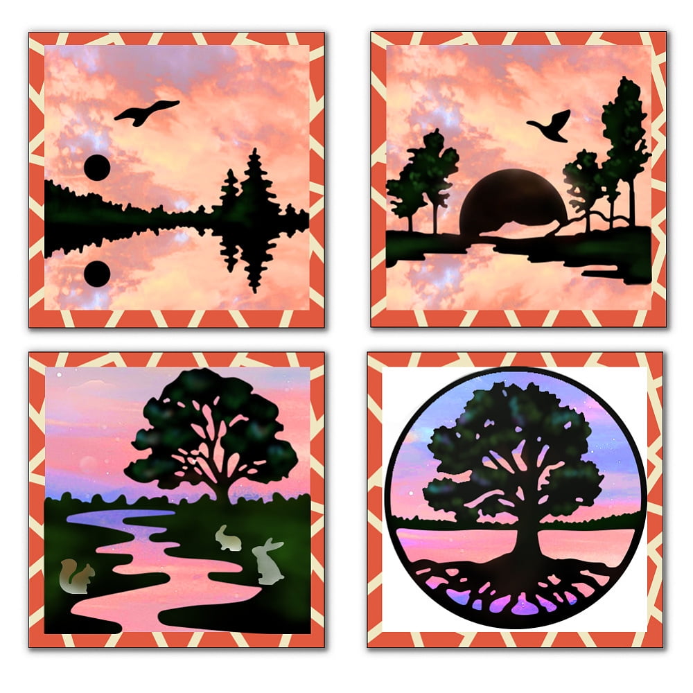 4 Styles River Tree Cutting Dies Card Making Die Cut Nature Scenery ...