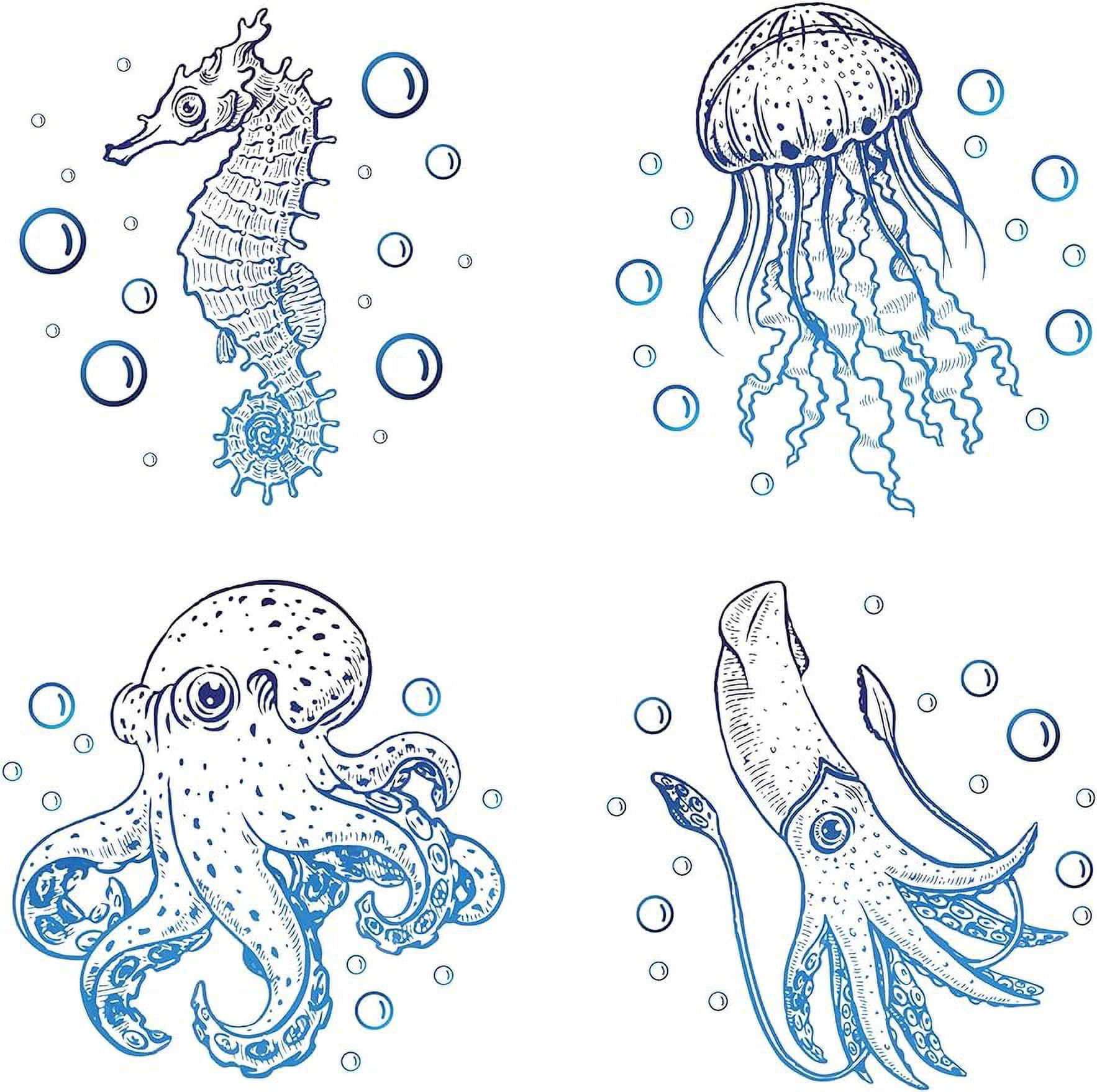 4 Styles Sea Animal Window Decals Static Window Clings Stickers ...