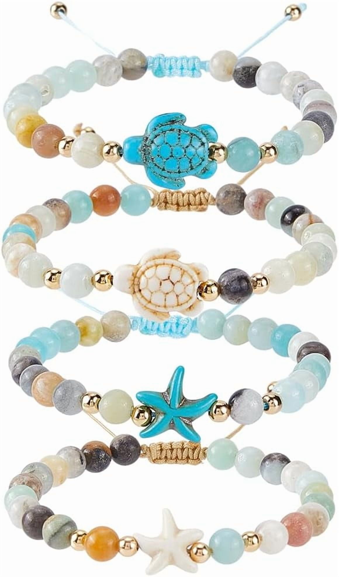 4 Styles Sea Turtle Bracelet for Women Men Ocean Bracelets Set Braid ...