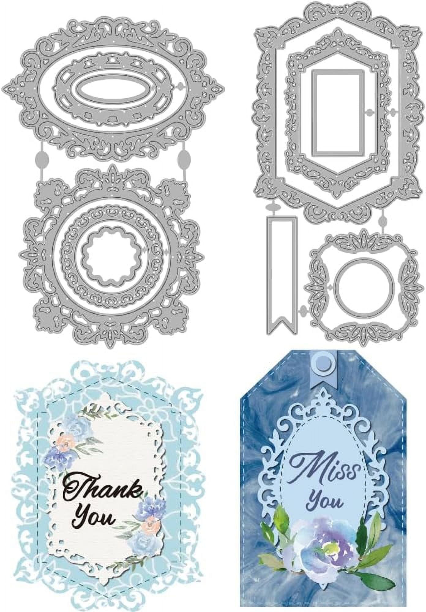 4 Styles/Set Vintage Lace Frame Die Cut Oval Label Tag Cutting Die Square Lace Border Background ...