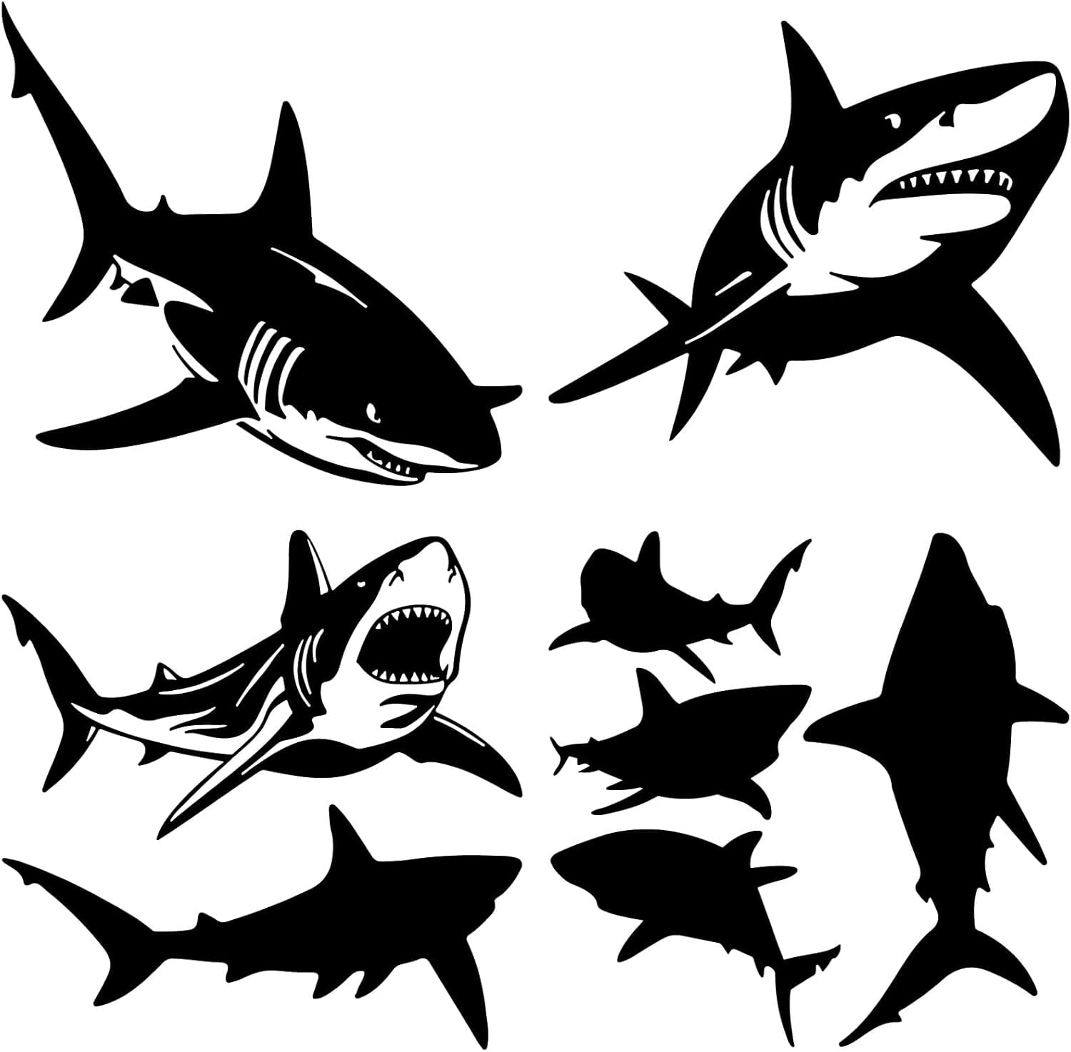 4 Styles Shark Car Decal Ocean Sea Animal Reflective Decals Vinyl ...
