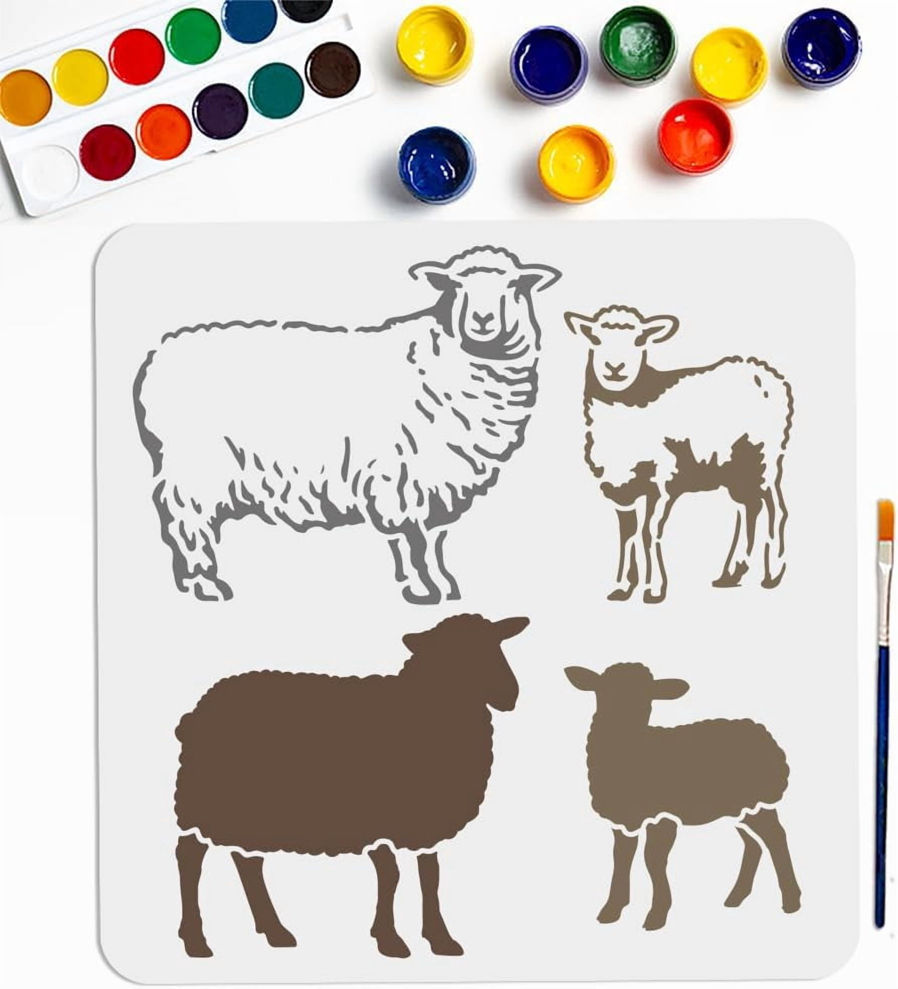 4 Styles Sheep Stencils 11.8×11.8inch Farm Animals Stencils Template ...