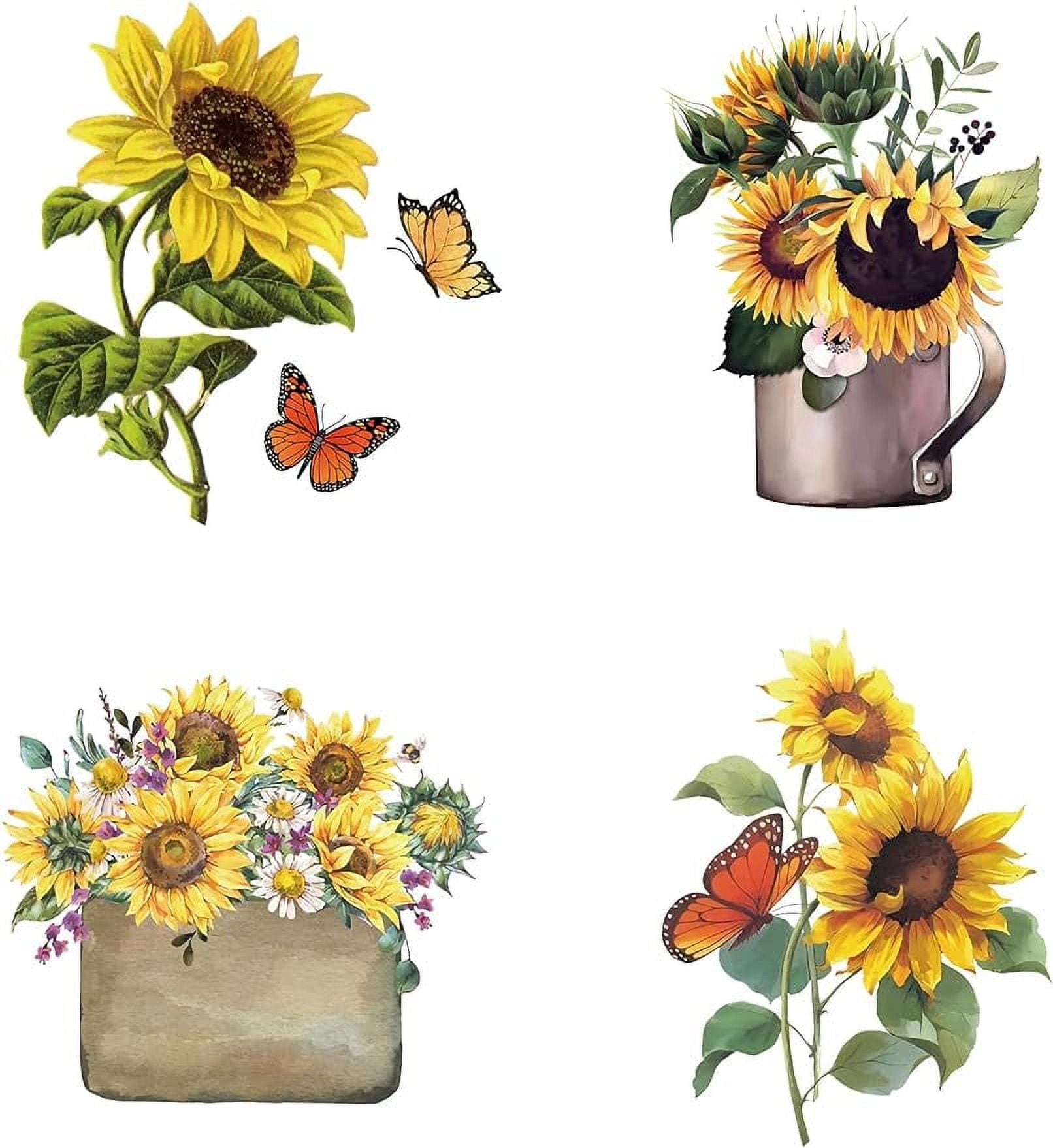 4 Styles Sunflower Window Stickers Butterfly Window Clings Daisy Window ...