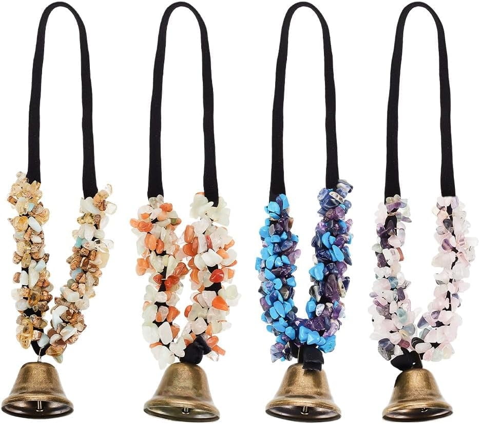 4Styles Witch Bells for Door with Natural Gemstone Chips Witch Hanging ...