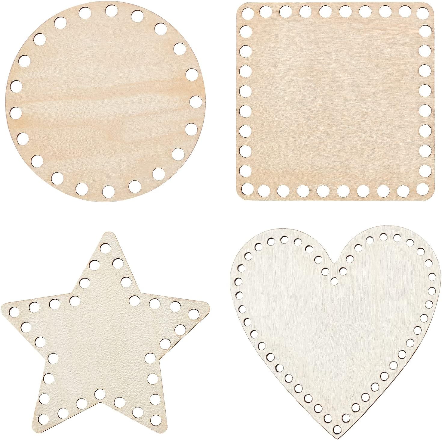 4 Styles Wooden Basket Bottoms Bag Base Bottom Shaper Round/Heart/Star ...