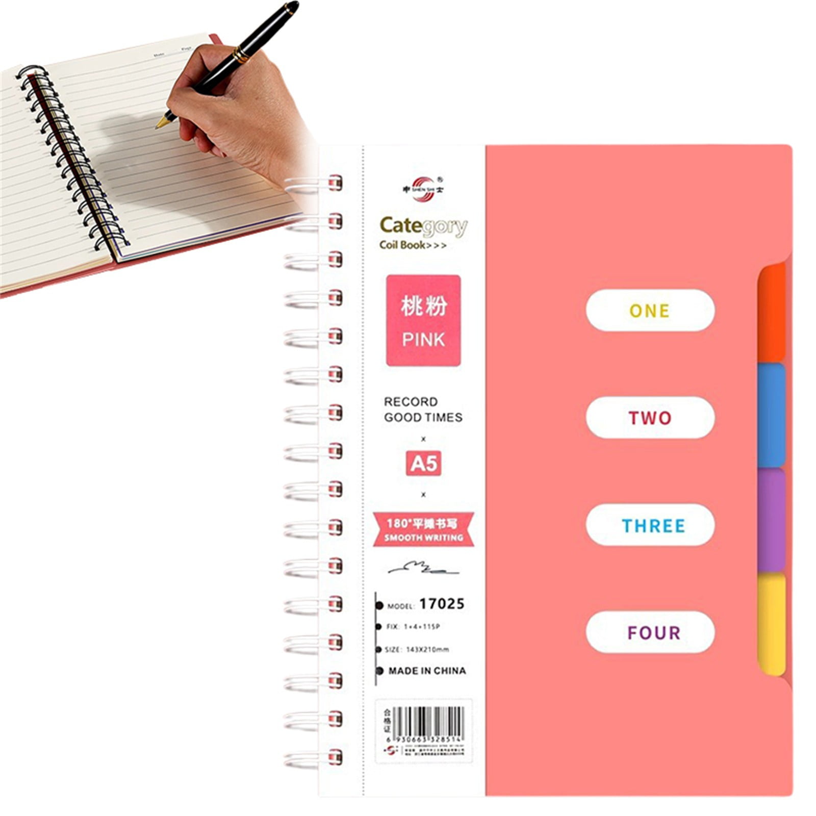 4 Subject Notebook College Ruled, A5 Hardcover Spiral Notebook with ...