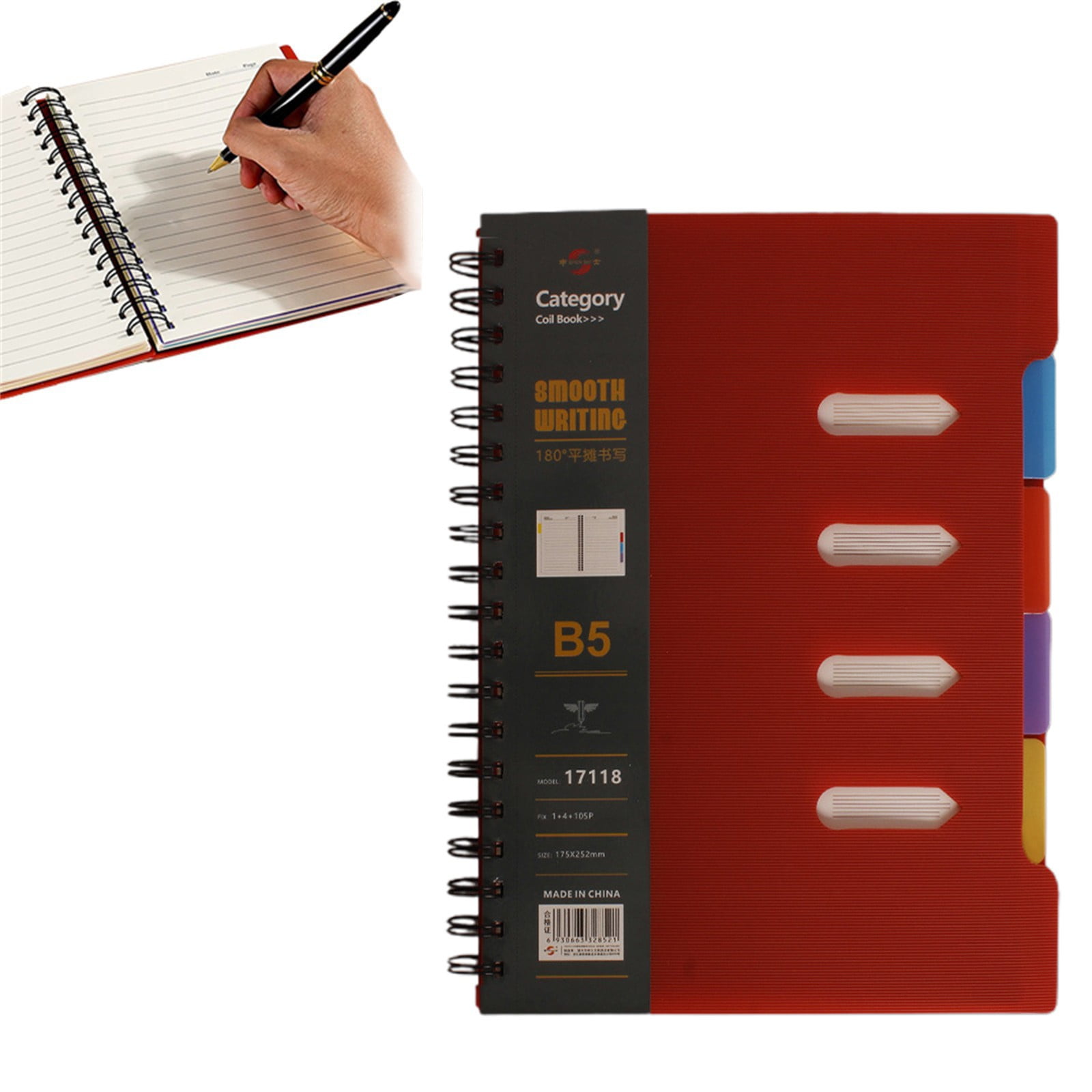 4 Subject Notebook College Ruled, A5 Hardcover Spiral Notebook with ...