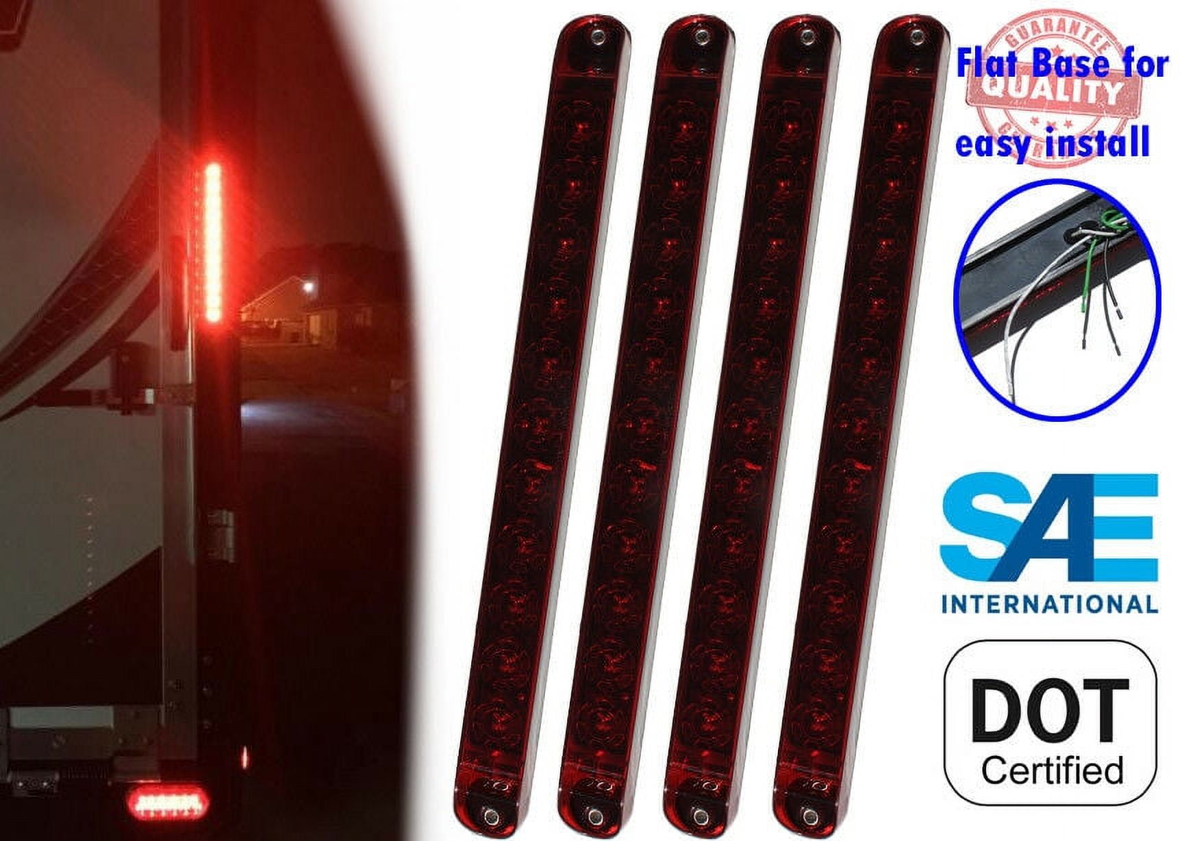 4 Submersible 17" Surface Mount Red Stop Turn Tail LED Light Bar Truck ...