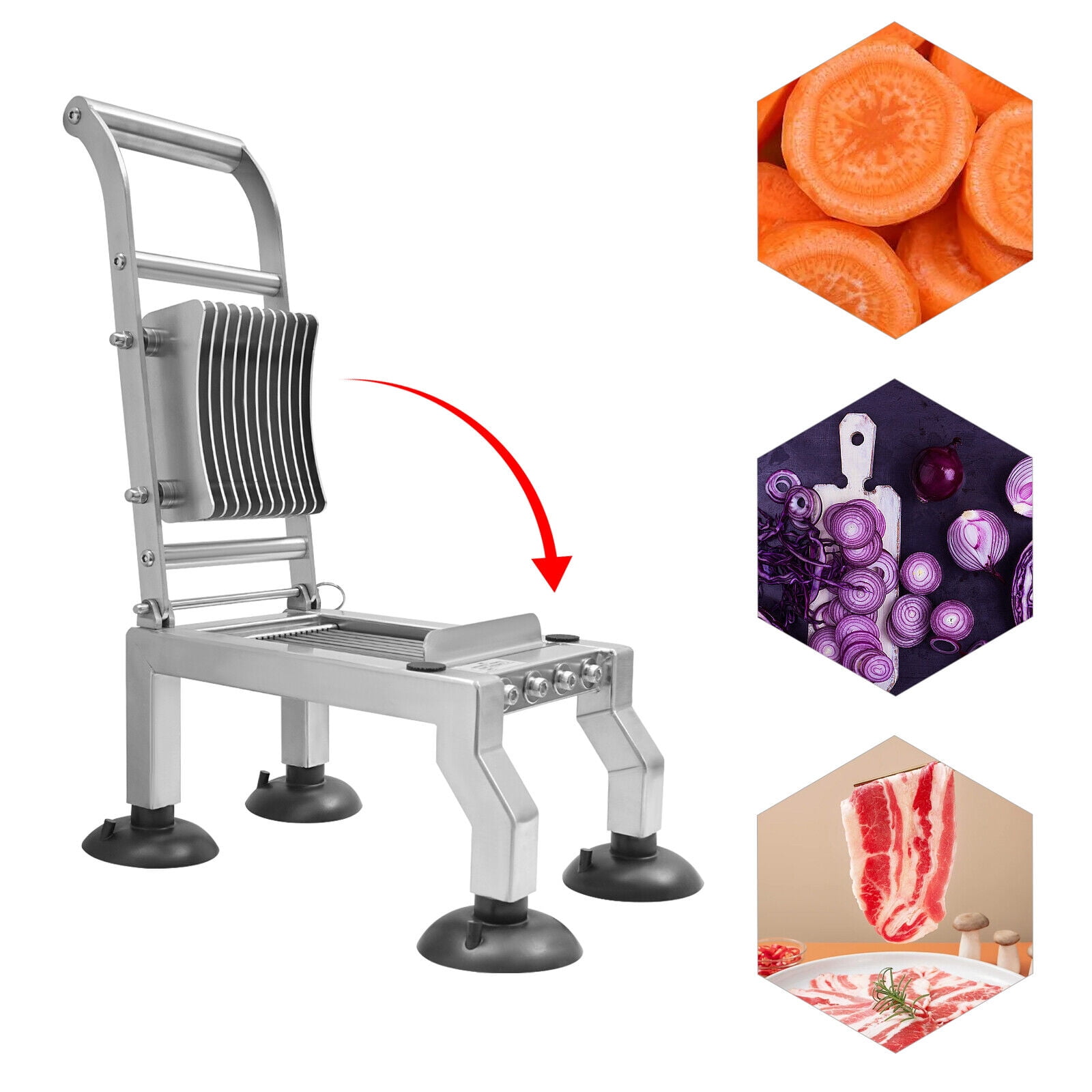 4 Suction Cups Stainless Steel Commercial Tomato Slicer Manual Cutter ...