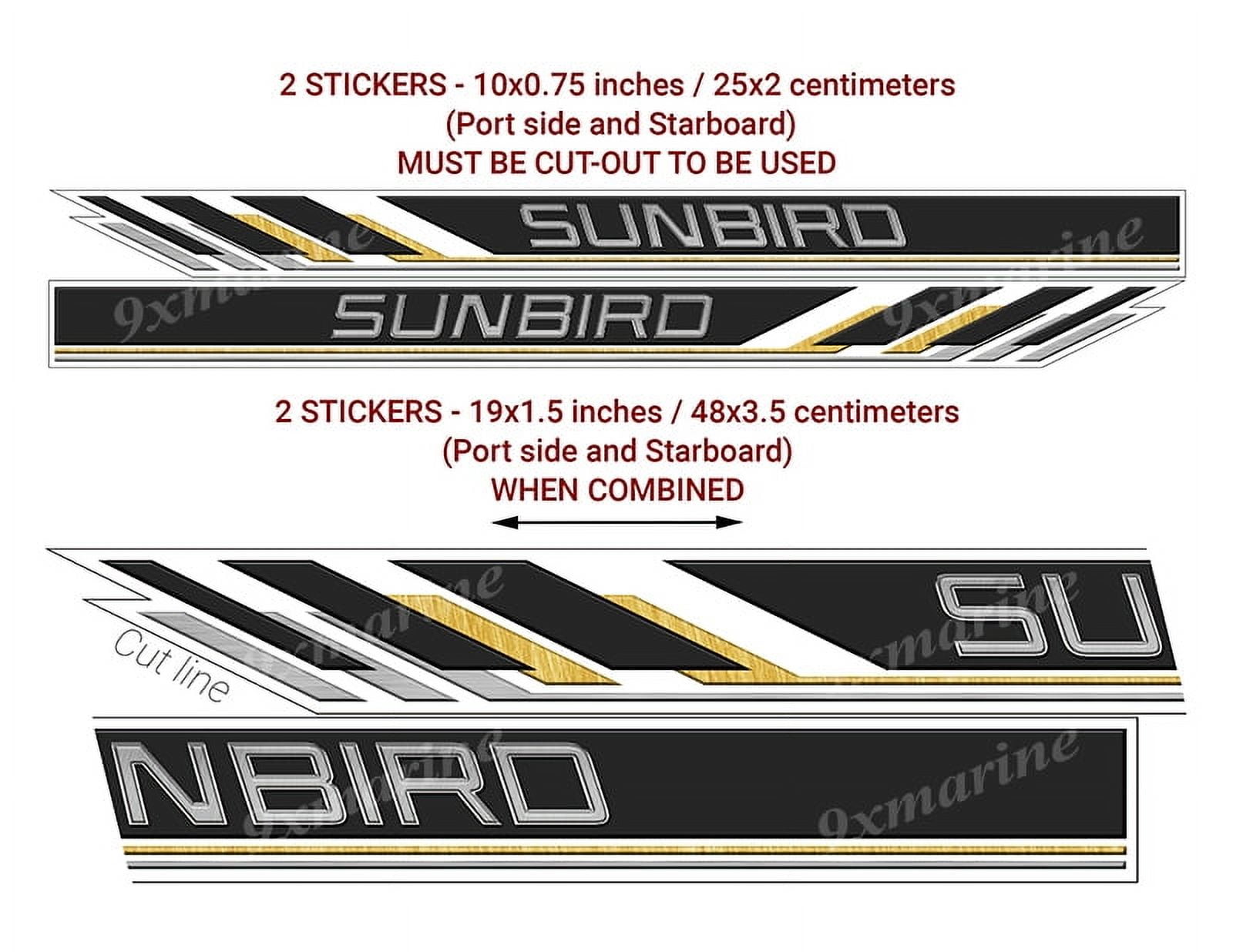 4 Sunbird Boat Left/Right Stickers "3D Vinyl Replica" of original ...