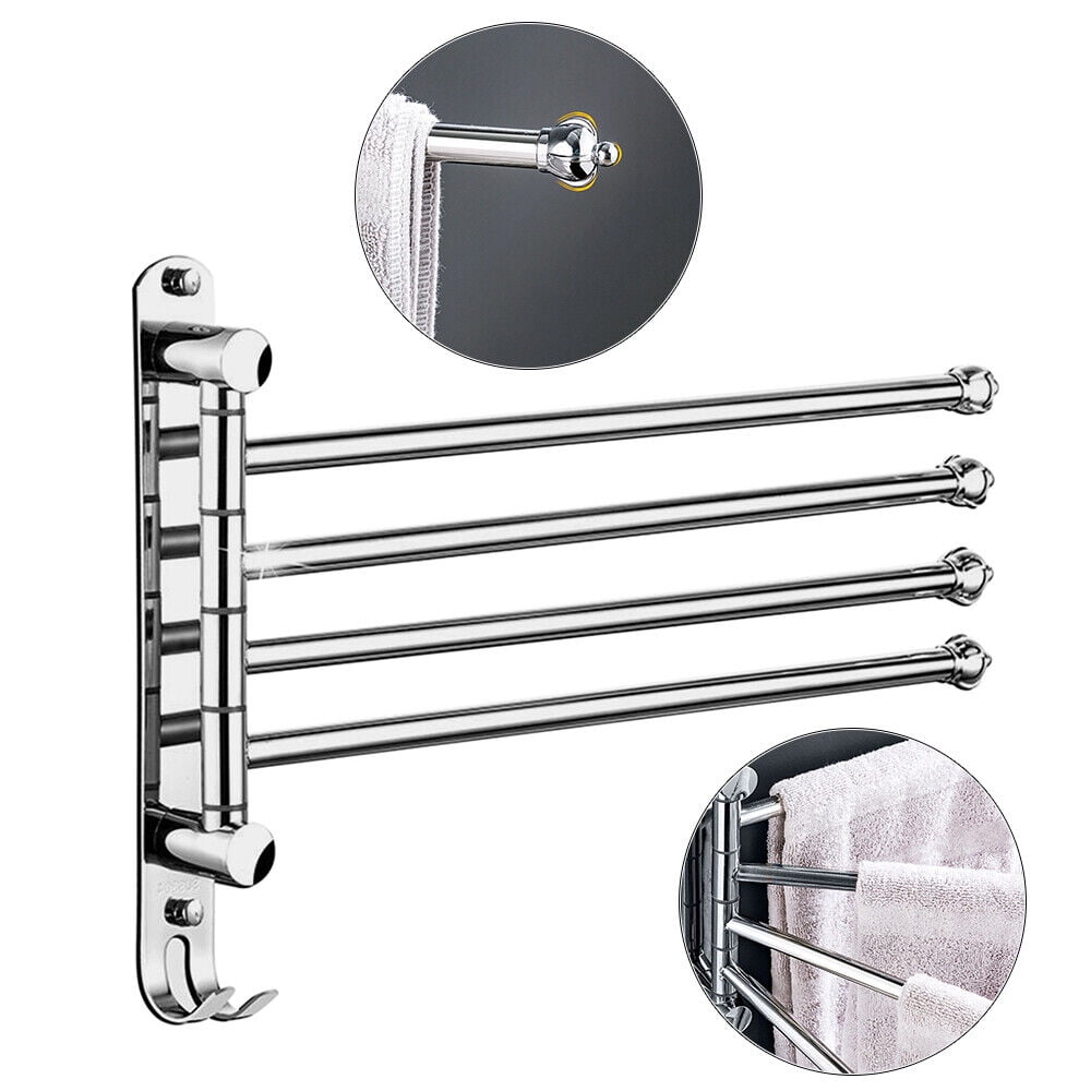 4 Swivel Towel Rack Bathroom Towel Holder Wall Mounted 304 Stainless ...