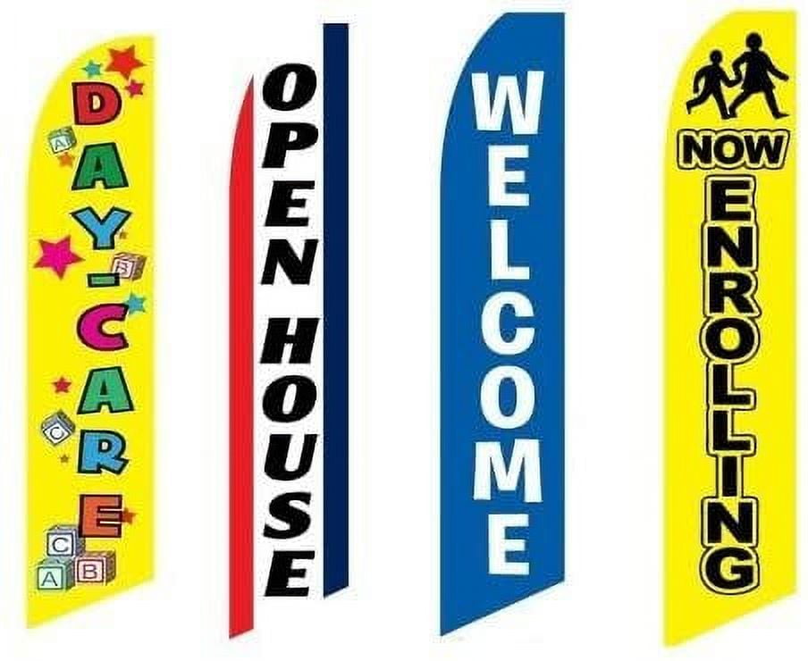 4 Swooper Flags Daycare School Children Open House Now Enrollling ...