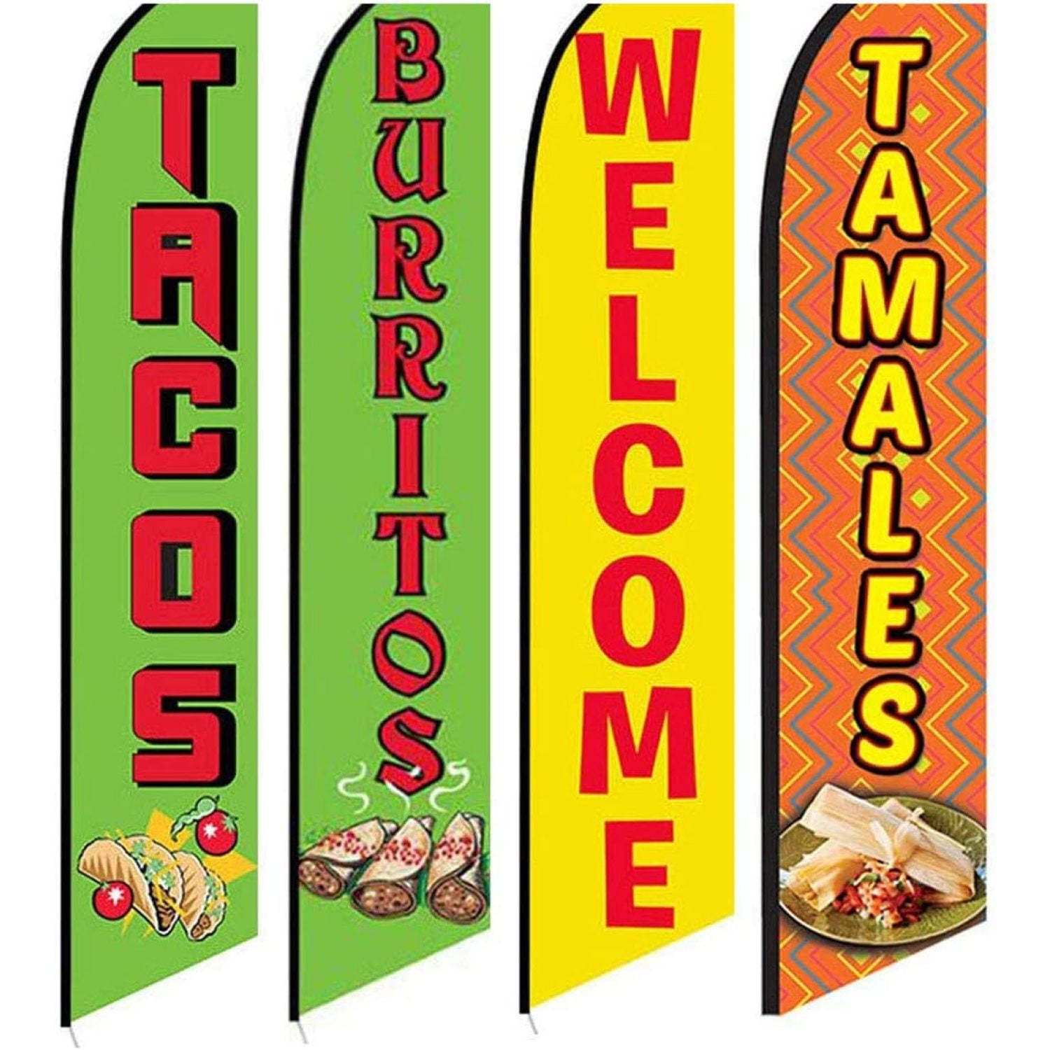 4 Swooper Flags Mexican Food Restaurant Taco Burrito Tamales Welcome ...