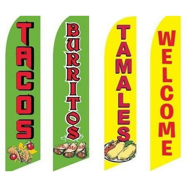 4 Swooper Flags Mexican Food Restaurant Taco Burrito Tamales Welcome ...