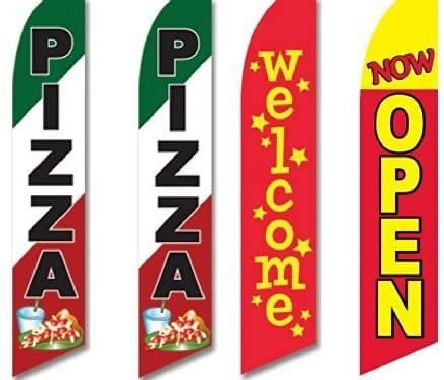 4 Swooper Flags Pizza Pizzeria Restaurant Welcome Now Open Red Green ...