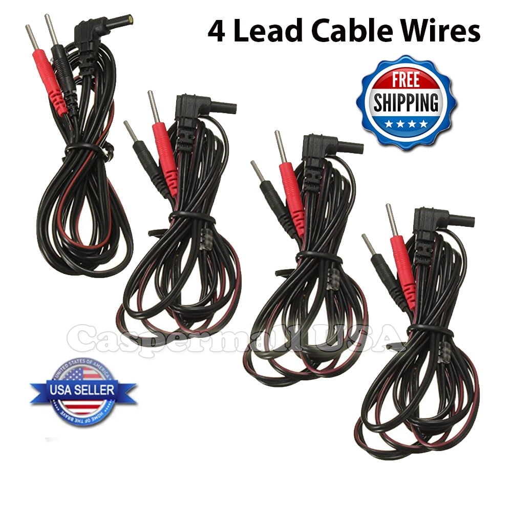 4 TENS Unit Lead Wires FOR INTENSITY 10 TENS 2500 3000 7000 EMS 7500 ...