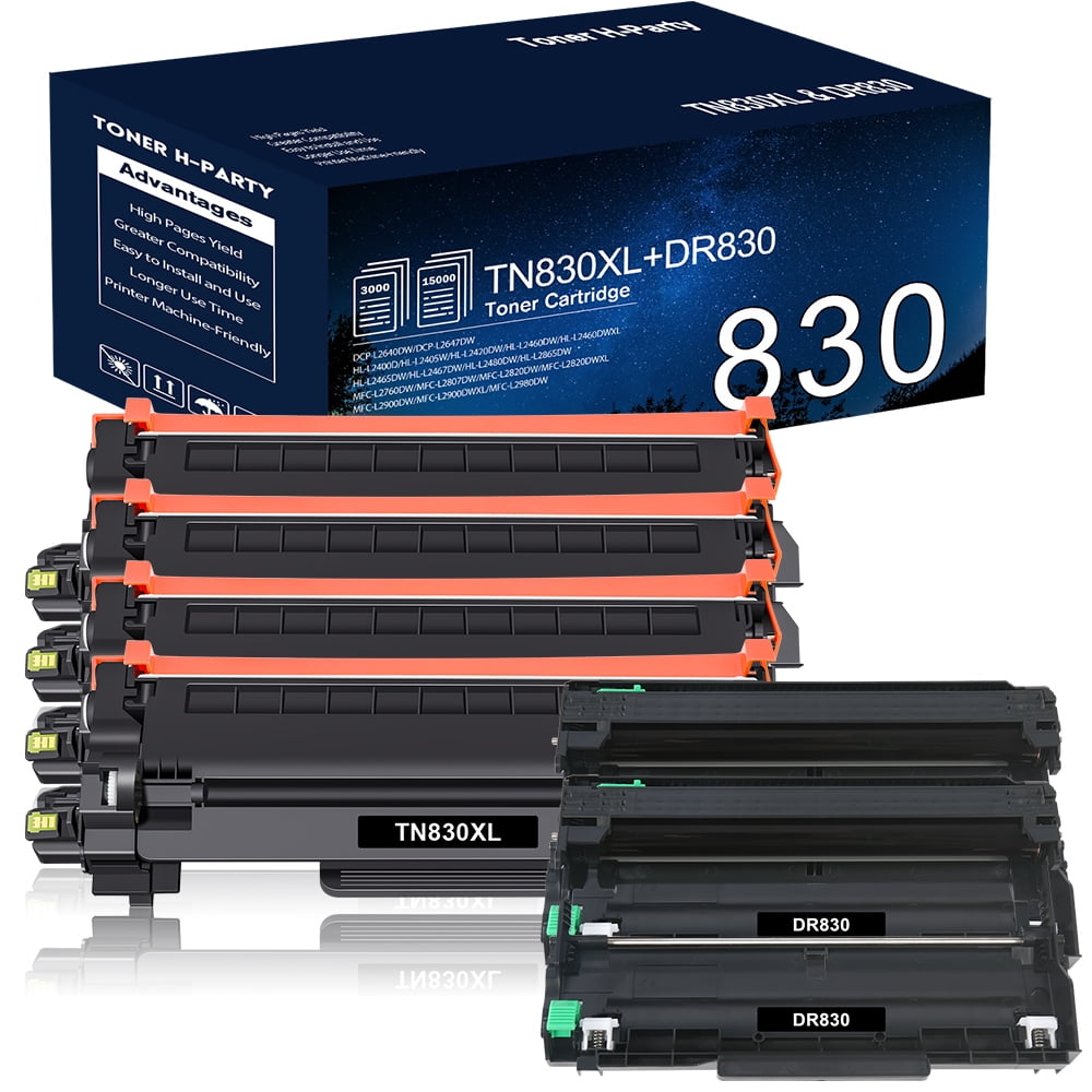 4 * TN830XL + 2 * DR830 Toner Cartridge and Drum Unit Compatible for ...
