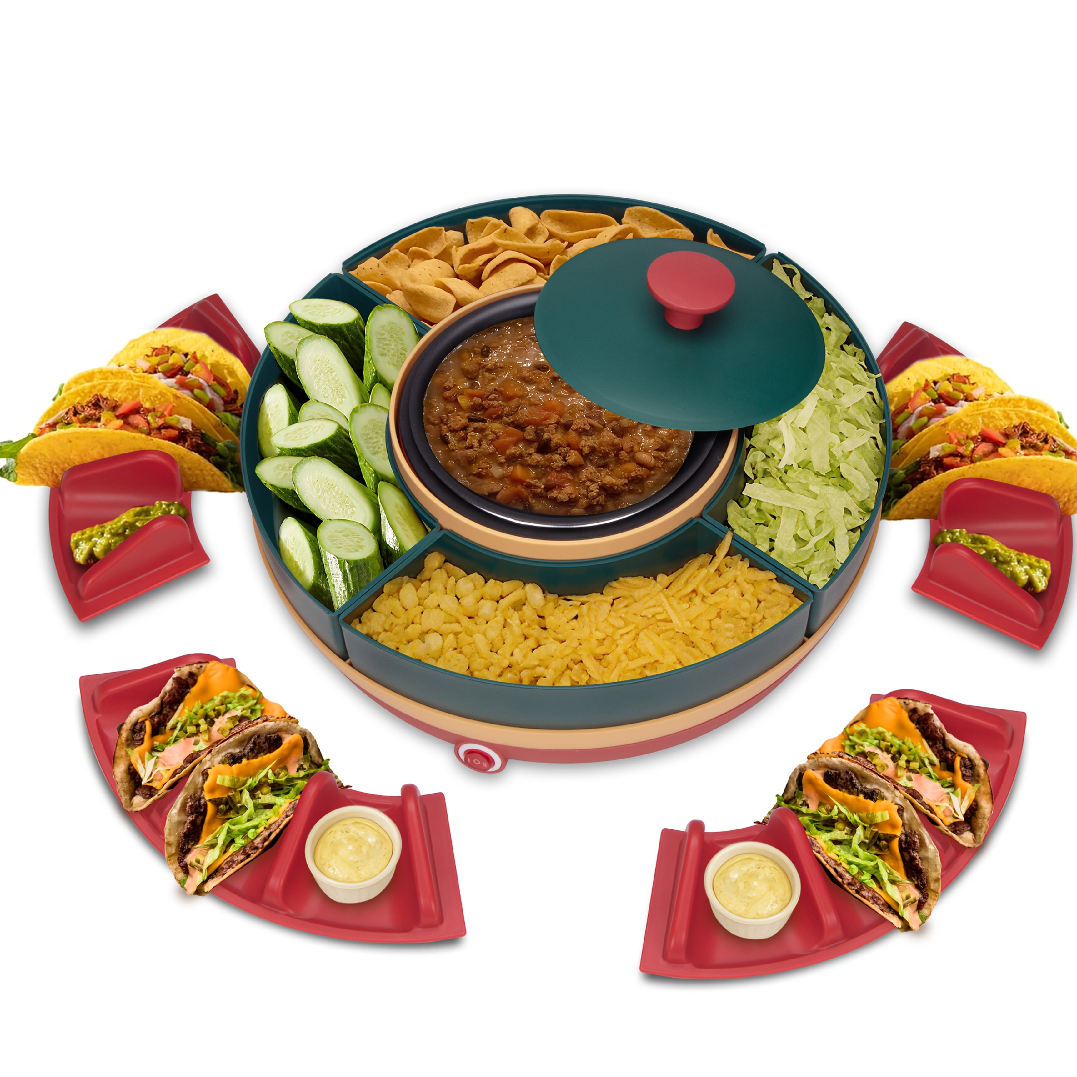 4-Taco Holder Taco Bar with Detachable Lazy Susan Tray | Two Gears ...