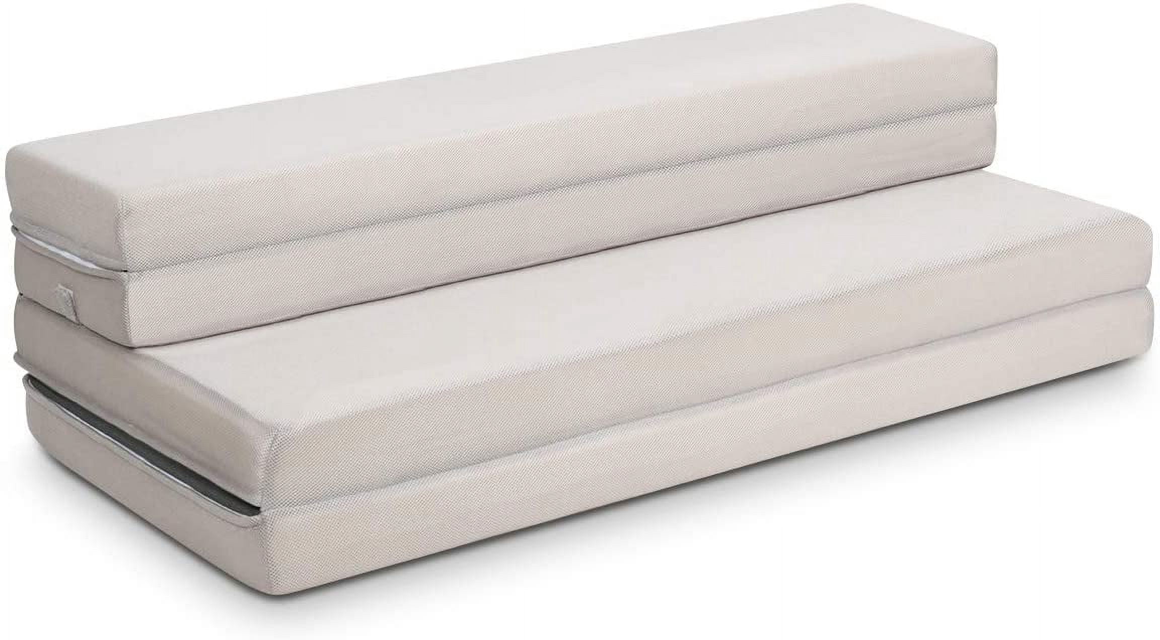 4" Thick Folding Portable Mattress Pad Sofa Bed with Carrying Handles ...