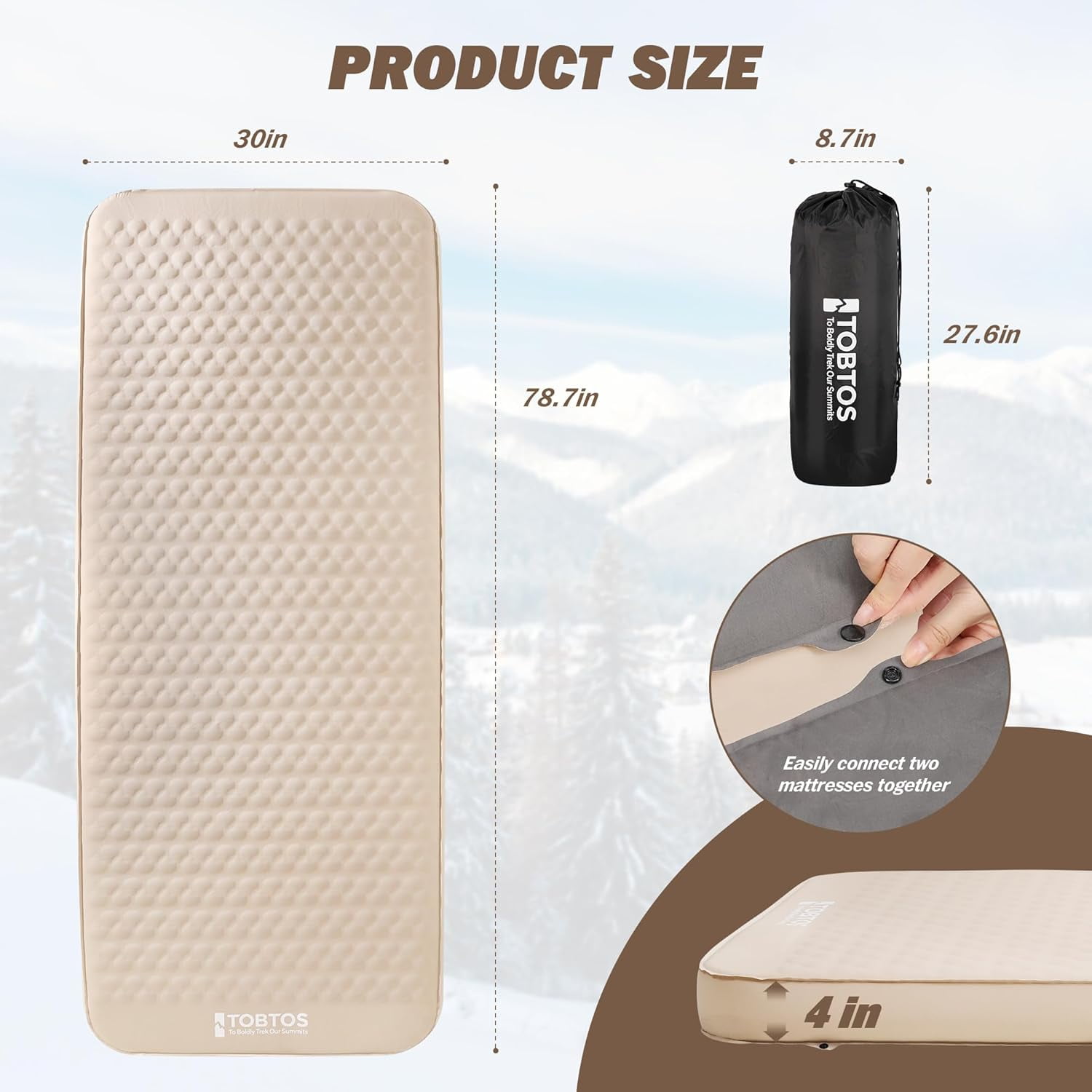 4" Thick Self Inflating Sleeping Pad with Electric Pump, Ultra ...