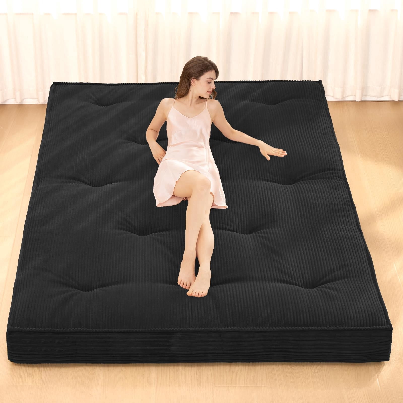 4" Thicken Portable Japanese Futon Mattress for The Floor, Comfortable ...