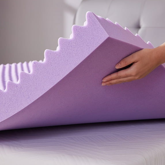 4-Thickness Memory Foam Mattress Protector with Cooling Gel - Purple ...