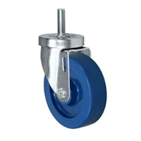 4" Threaded Stem Caster - Swivel Caster with Blue Solid Polyurethane ...