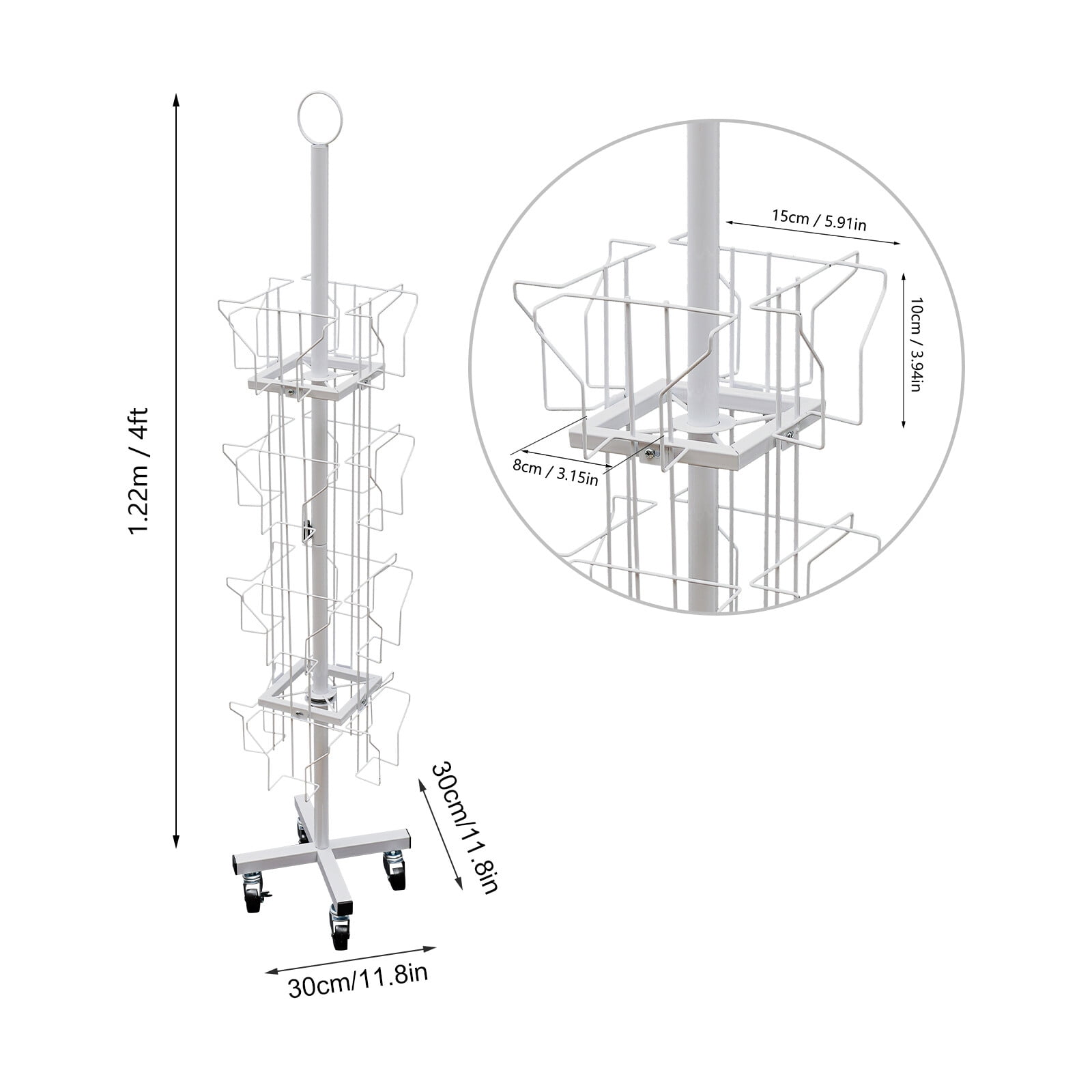 4 Tier 16 Pocket 360° Rotating Greeting Card Rack Post Card Rack Retail ...