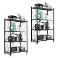 4-Tier 2 Pack Heavy Duty Foldable Metal Rack, Storage Shelving Unit ...