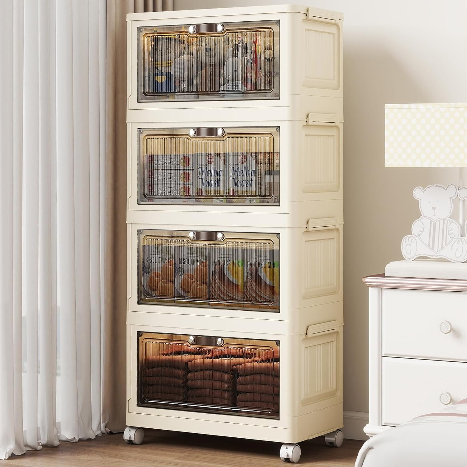 4 Tier - 34 QT Storage Bins with Lids, Collapsible Storage Bins with ...