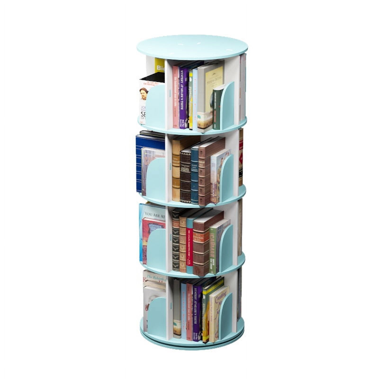 4 Tier 360Â° Rotating Stackable Shelves Bookshelf Organizer_Blue ...