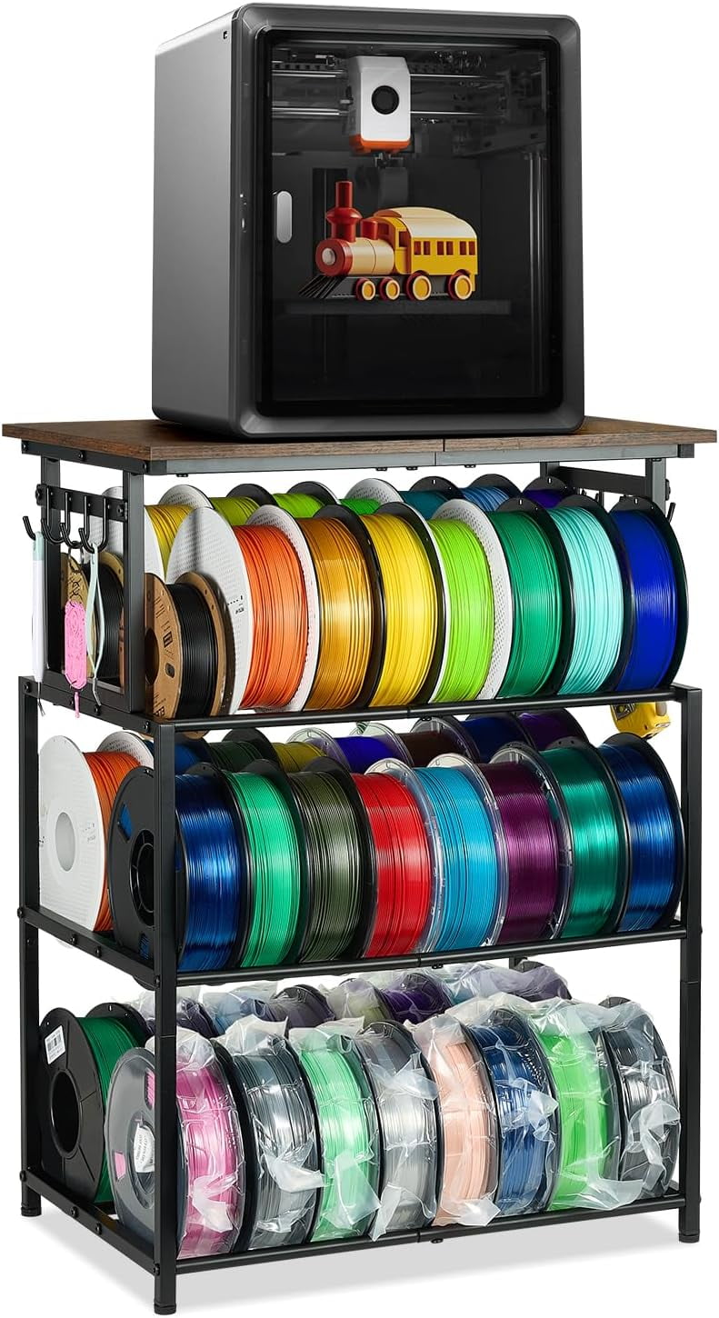 4-Tier 3D Printer Table with Filament Storage, Heavy-Duty Steel Frame ...