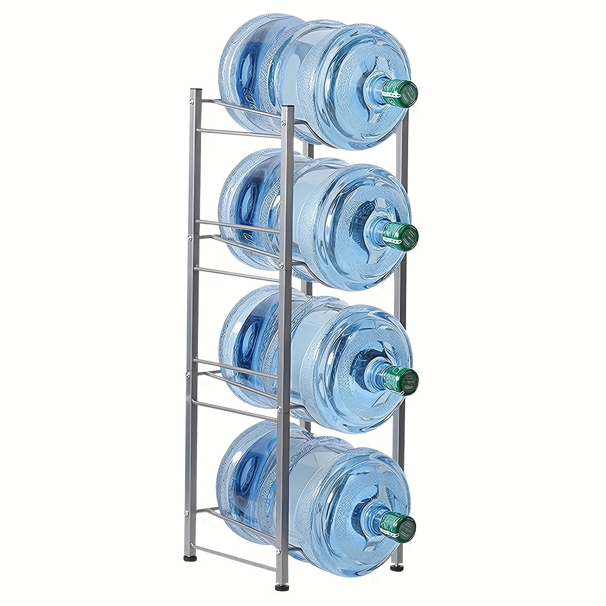 4-Tier 5-Gallon Water Bottle Rack - Heavy Duty Black Storage Organizer ...