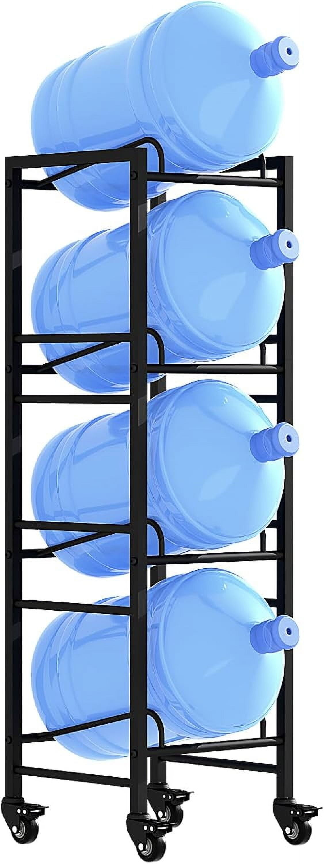 4 Tier 5 Gallon Water Jug Holder with 4 Lockable Wheels - Water Bottle ...