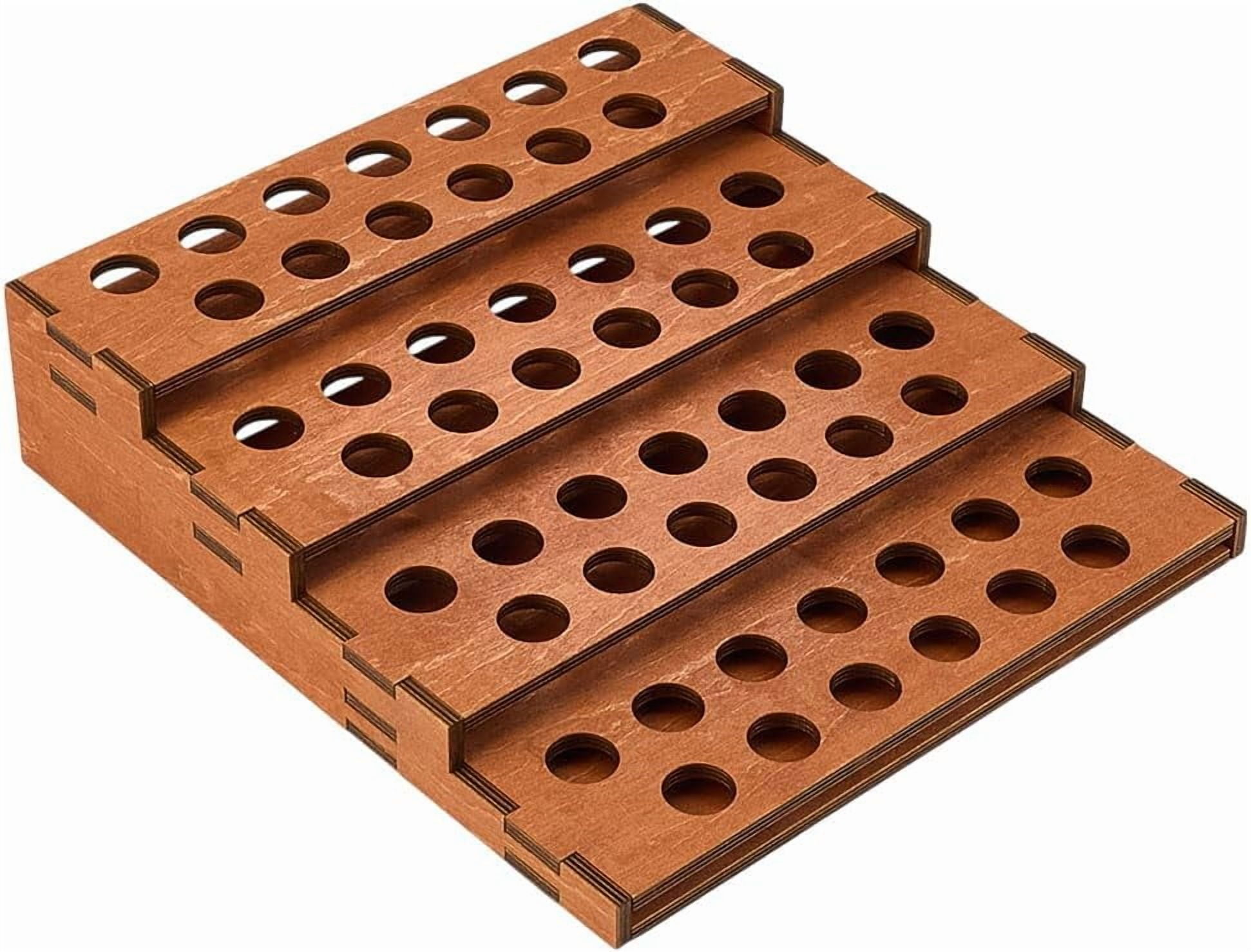 4-Tier 52 Slots Wooden Lipsticks Holder 9.5x8.9 inch Wooden Riser Tube ...