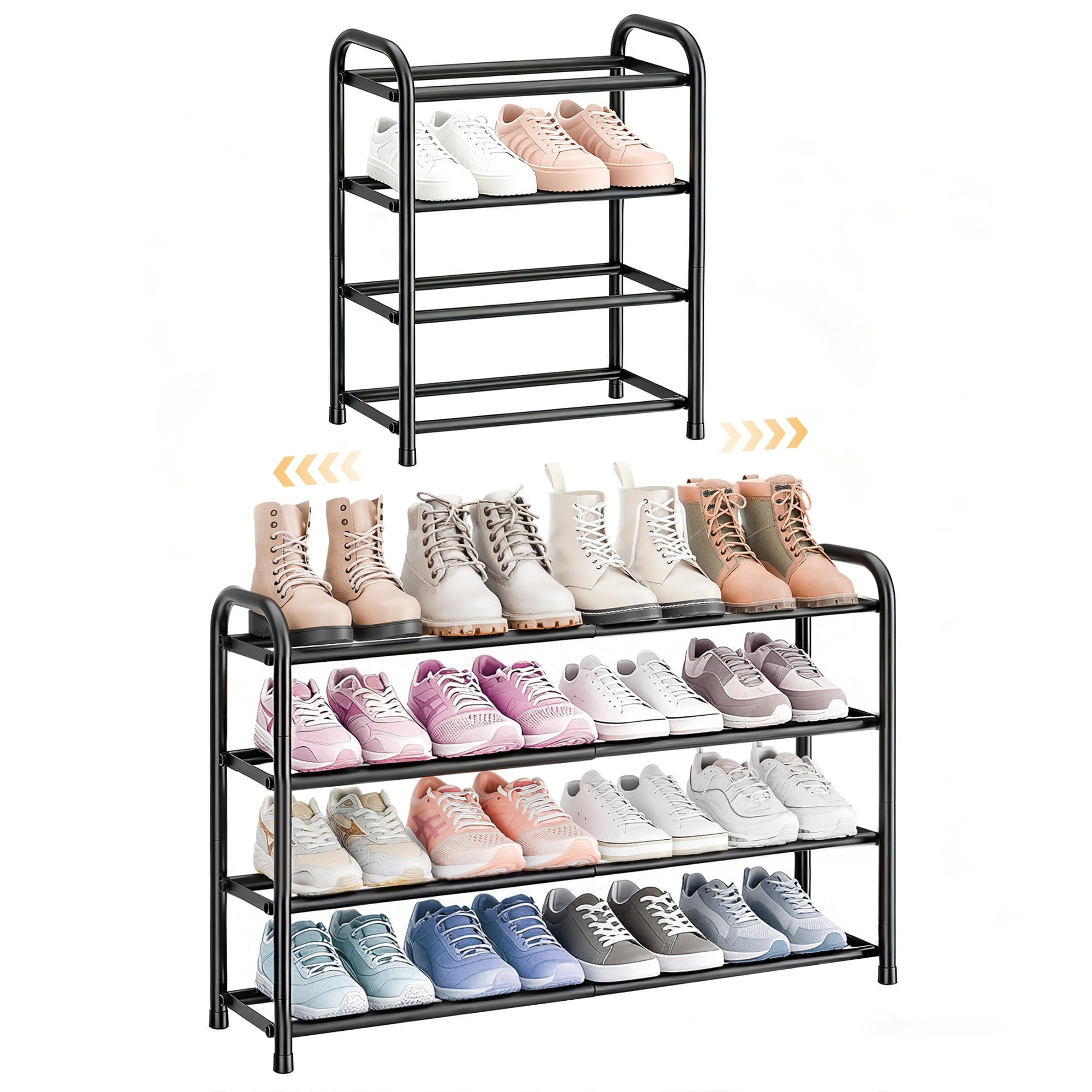4 Tier (8-16 Pairs) Expandable Metal Shoe Rack - Walmart.com
