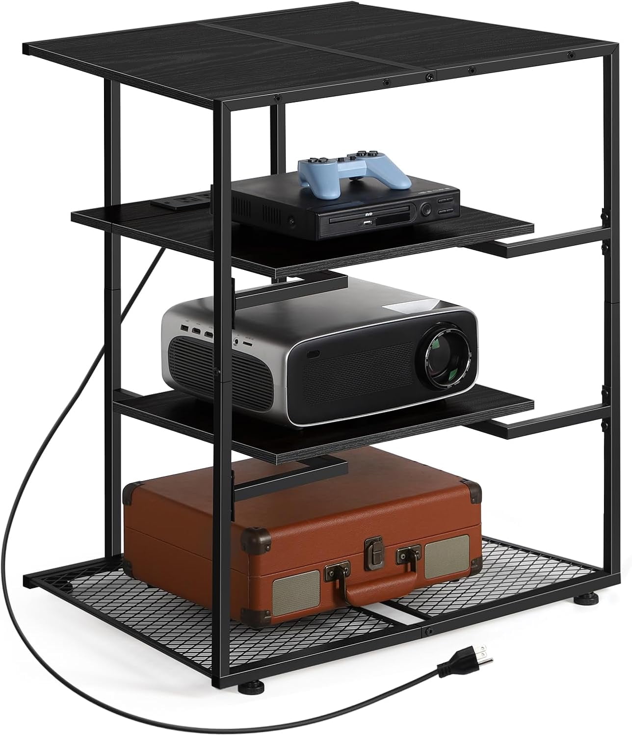 4-Tier AV Media Stand with Adjustable Outlets, Media Console, Audio ...
