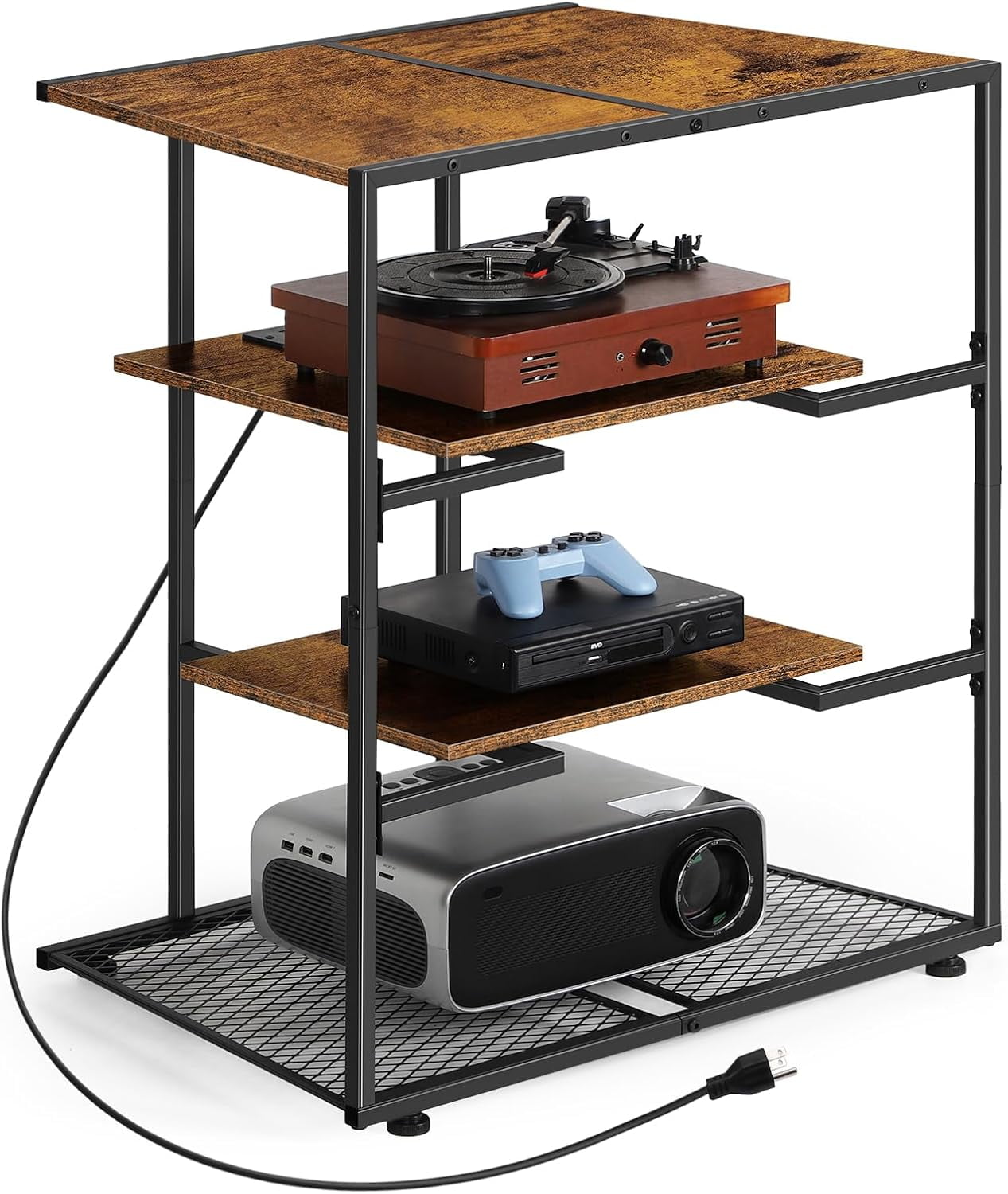 4-Tier AV Media Stand with Adjustable Outlets, Media Console, Audio ...