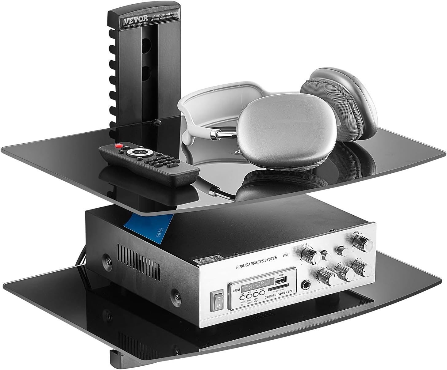 4-Tier AV Media Stand, Audio/Video Stand with Strengthened Tempered ...