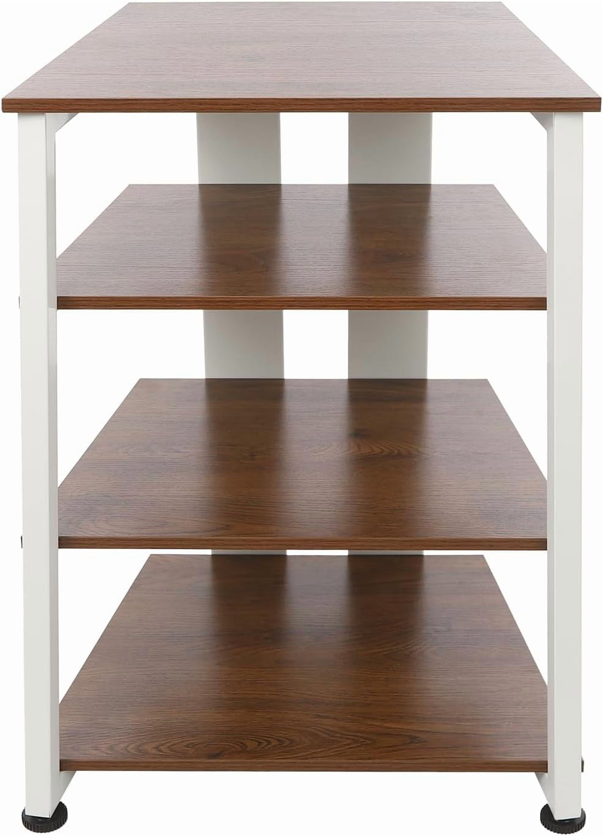 4-Tier AV Media Stand Corner Shelf Wooden Stereo Cabinet Audio Rack ...