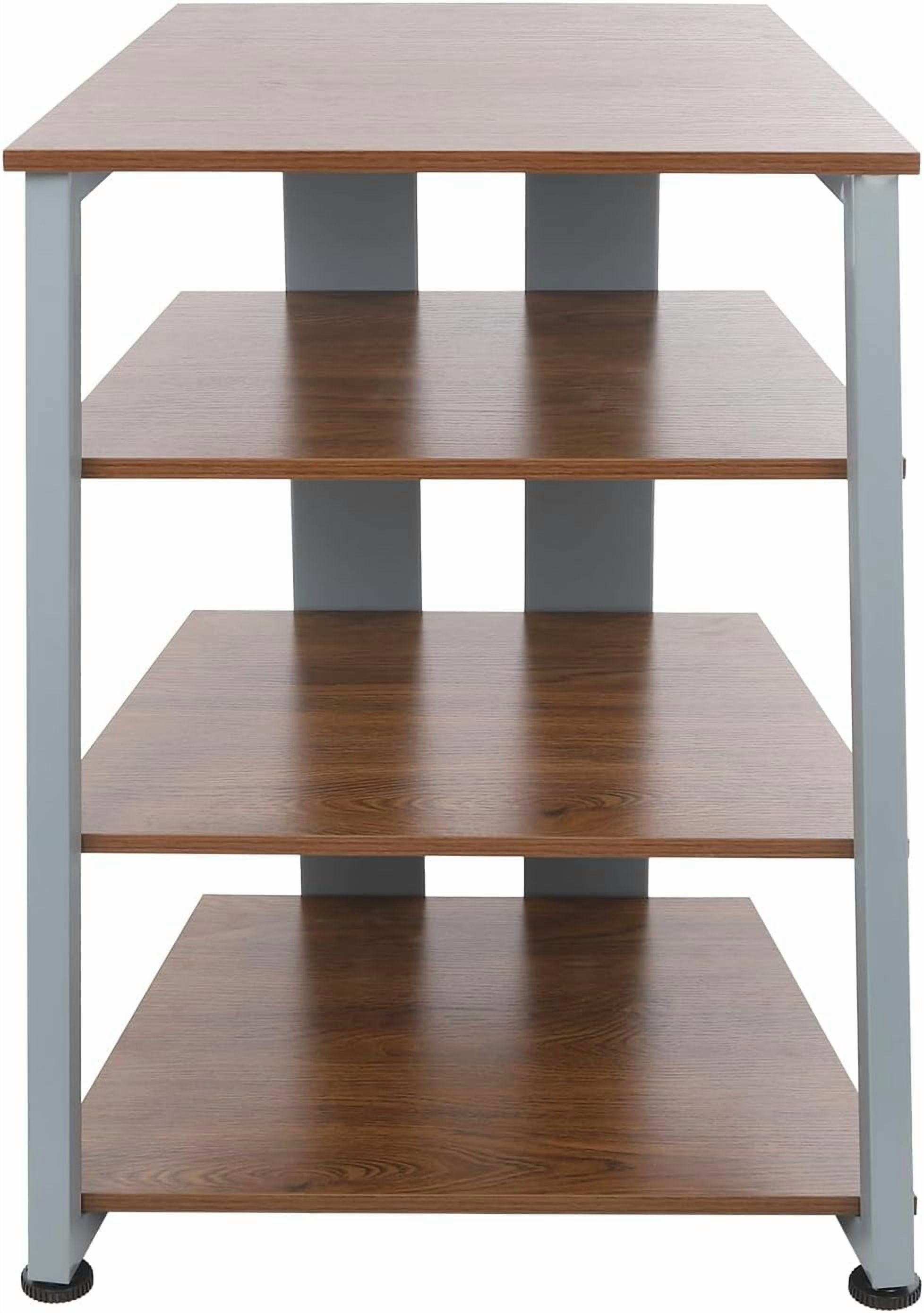 4-Tier AV Media Stand Corner Shelf Wooden Stereo Cabinet Audio Rack ...
