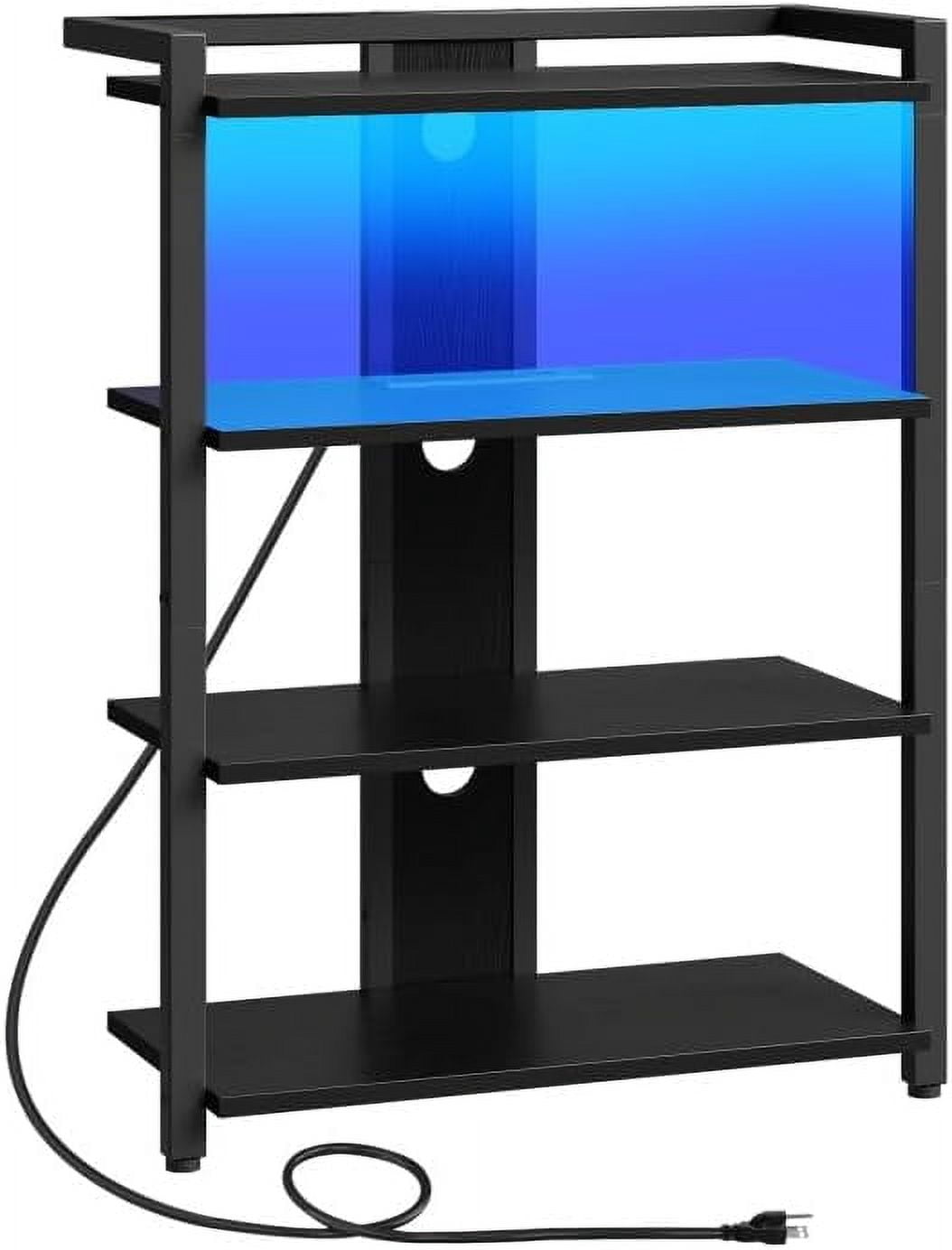 4-Tier AV Media Stand, Media Console with Charging Station and LED ...